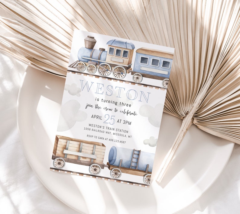 Editable Train Birthday Invitation Transportation Birthday - Etsy