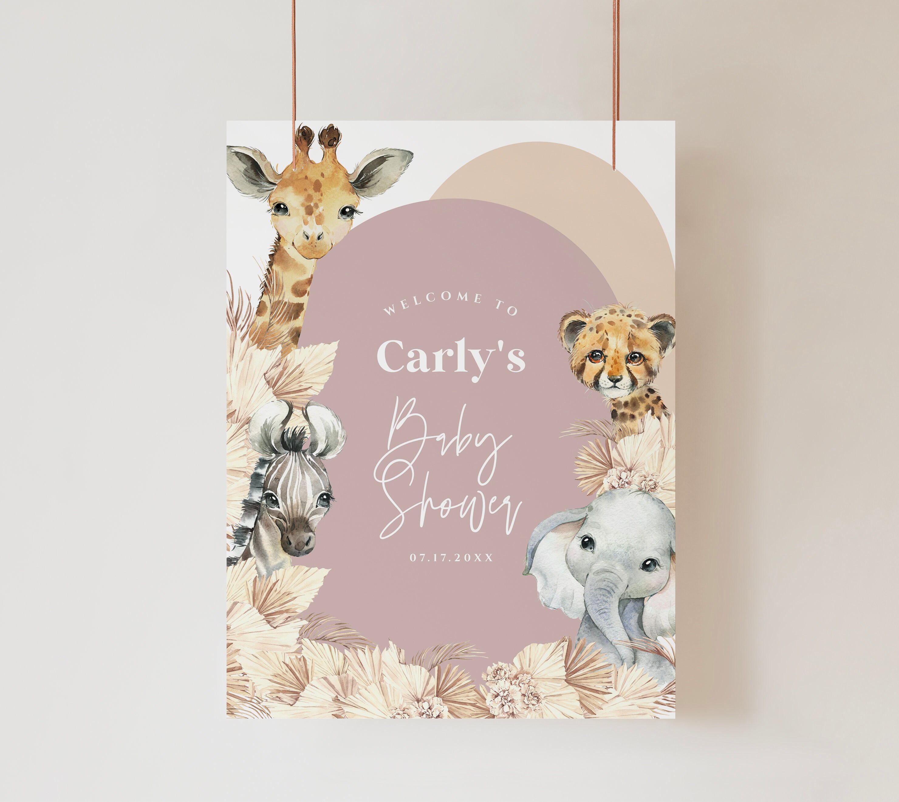 EDITABLE Boho Safari Baby Shower Welcome Sign, Neutral Baby Shower ...