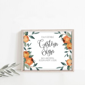 8x10 Custom Sign Template, Citrus Editable Sign, Mandarin Orange Citrus ...