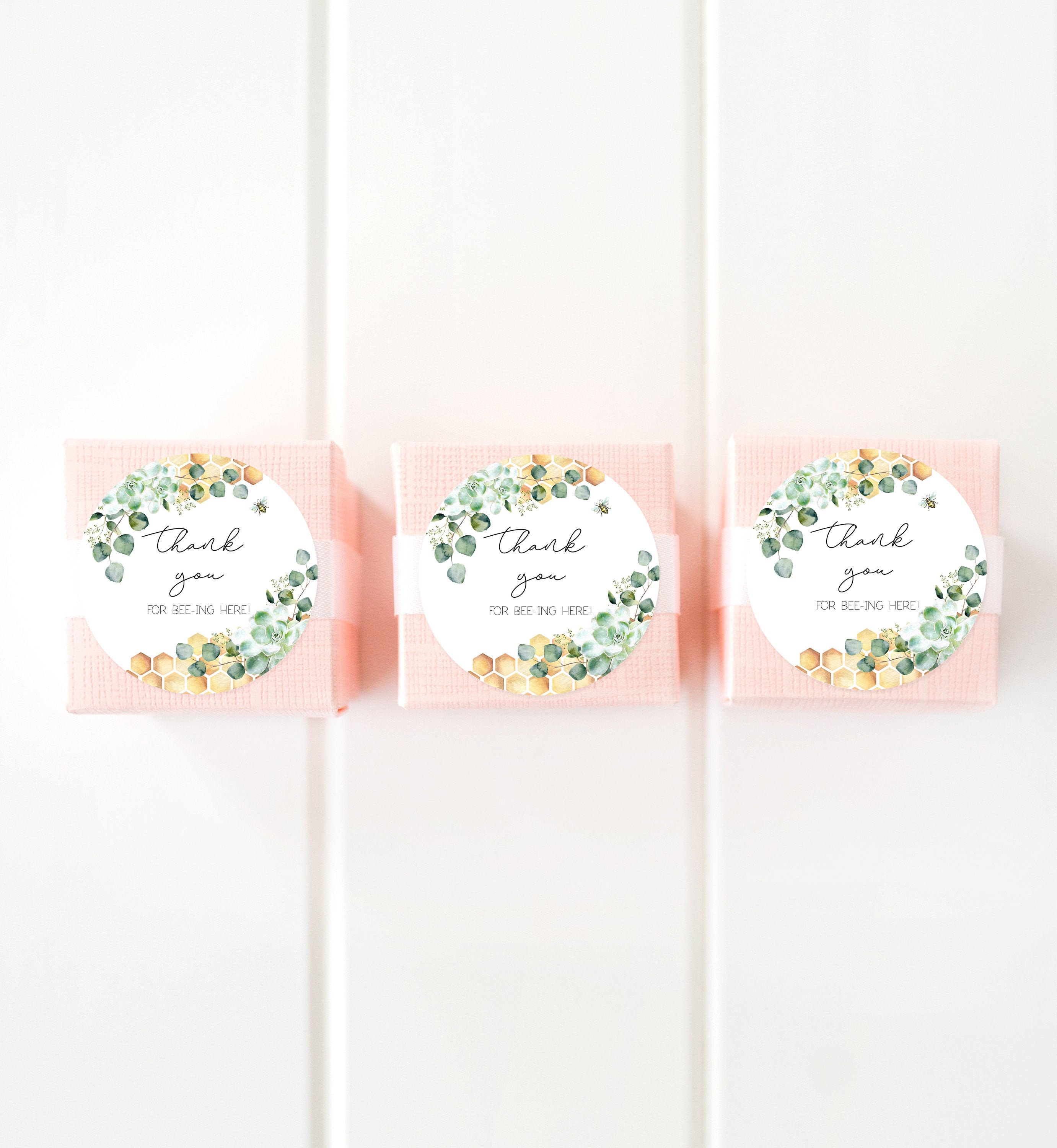 Circle Bee Favor Sticker Bumble Bee Baby Shower Tag Honey | Etsy