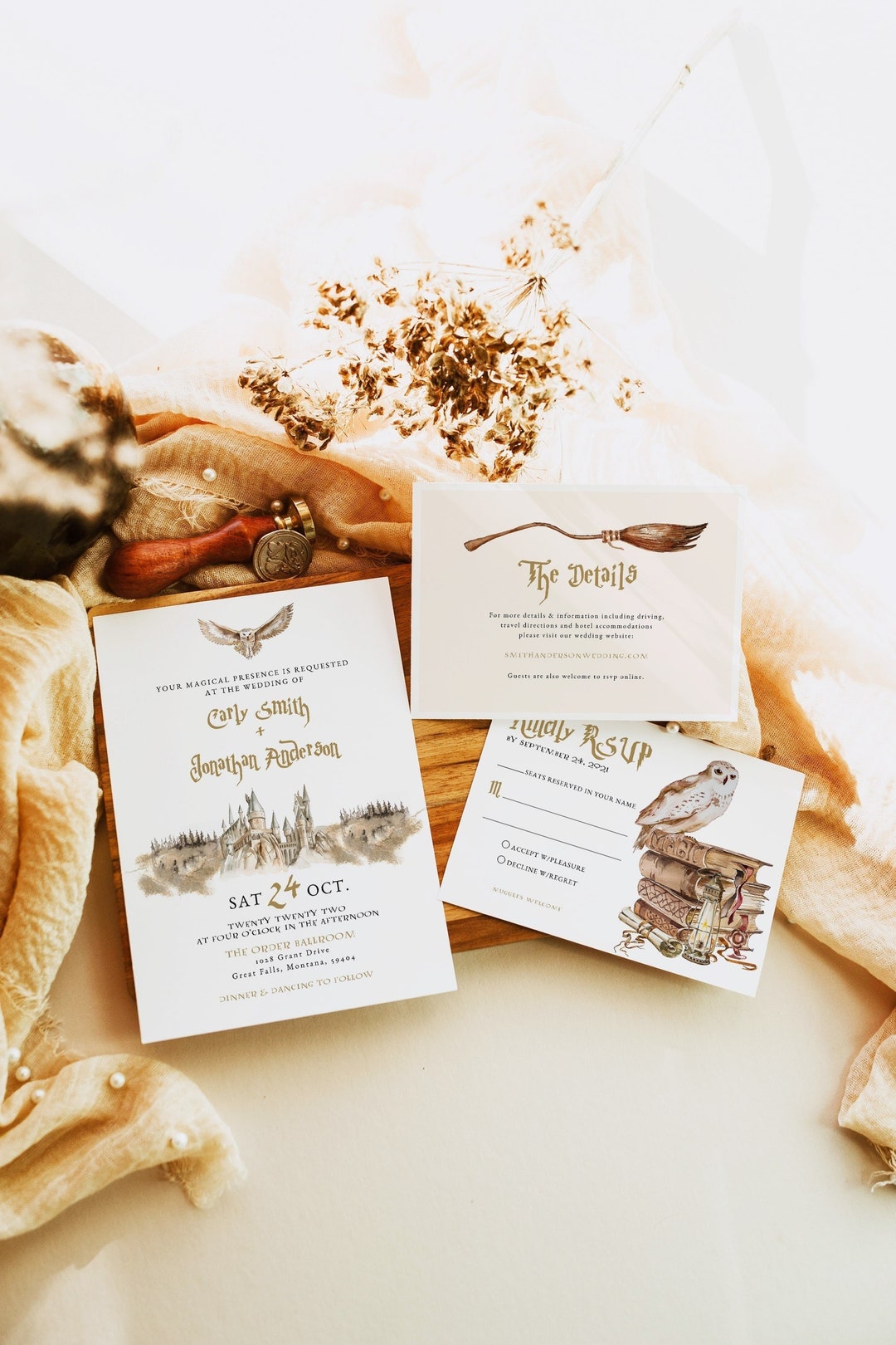 Wizard Wedding Invitation Suite Templates, Magic Wedding Invite Set ...