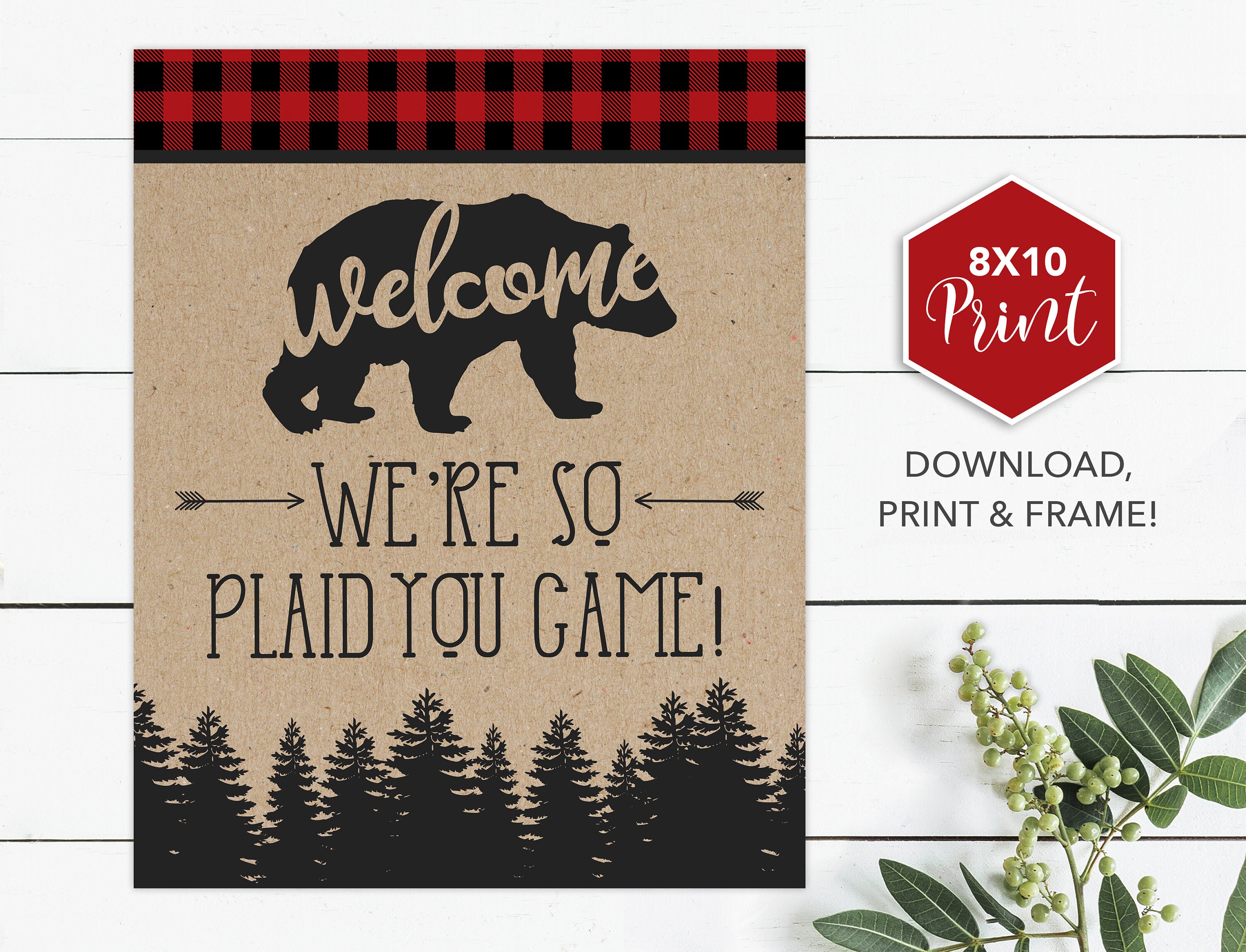Lumberjack Welcome Party Sign Instant Download bear | Etsy