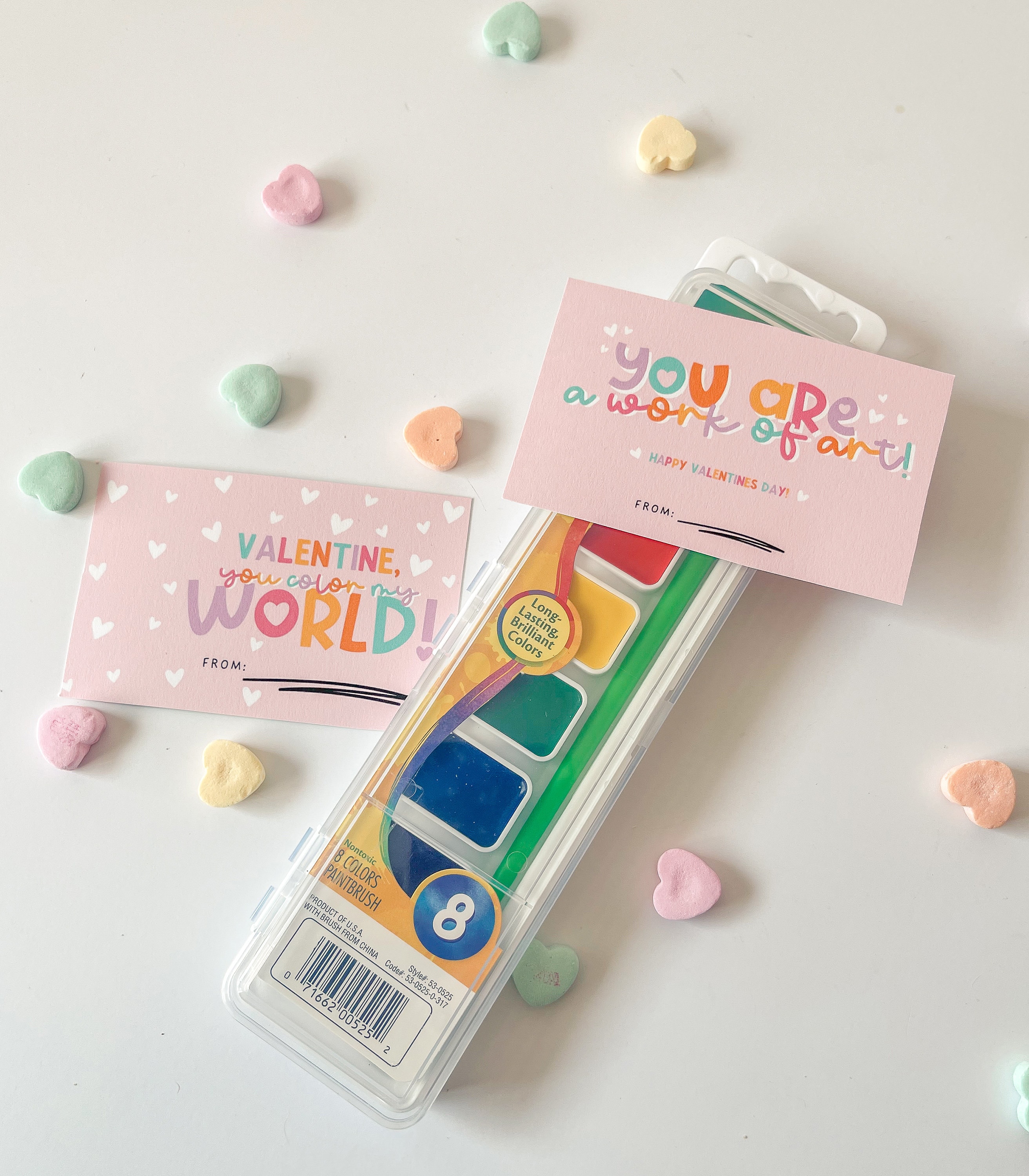 Art Valentine Printables, You Color My World, You Are a Work of Art ...