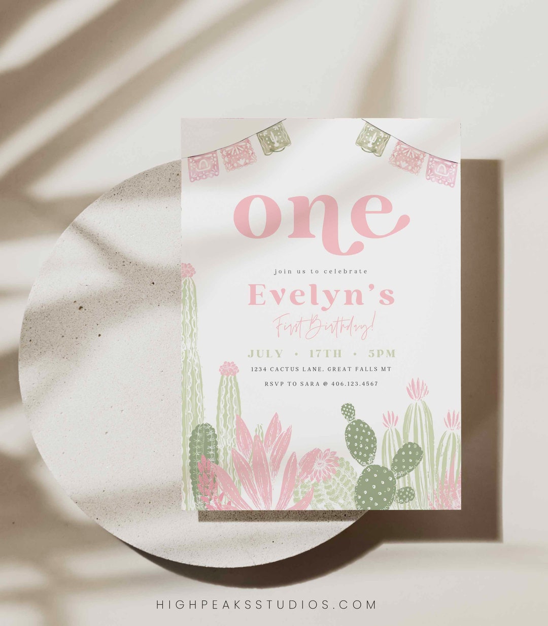 Editable Cactus Fiesta First Birthday Invitation Printable, One ...