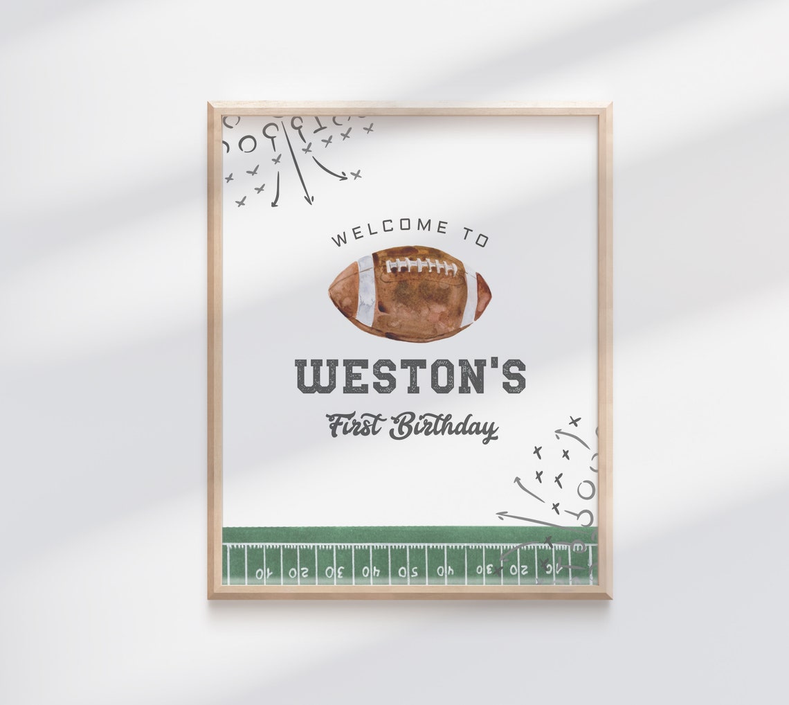 Welcome Sign Football Birthday, It's Game Time, Game on Birthday ...