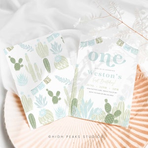 Editable Cactus Fiesta First Birthday Invitation Printable, Succulents ...