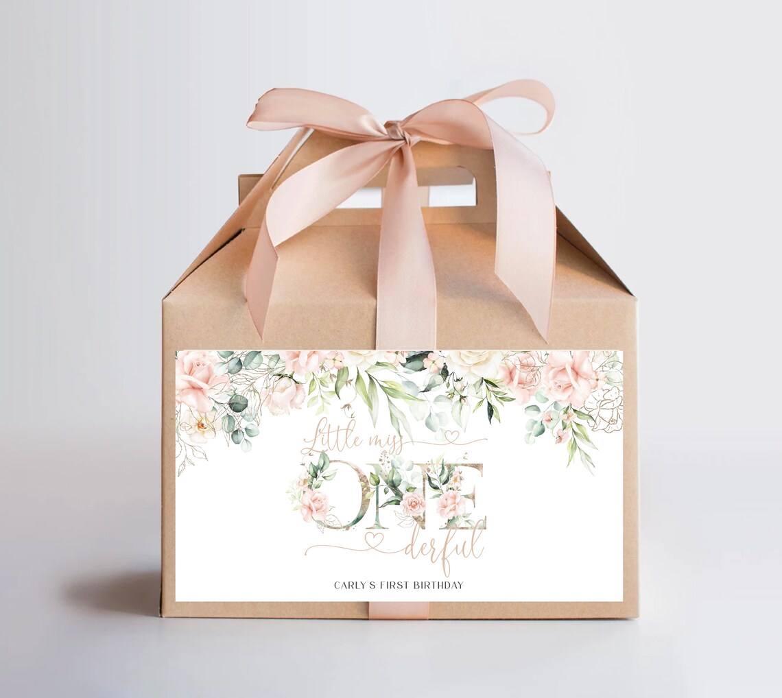 Editable Little Miss Onederful Gable Gift Box Label 1st - Etsy