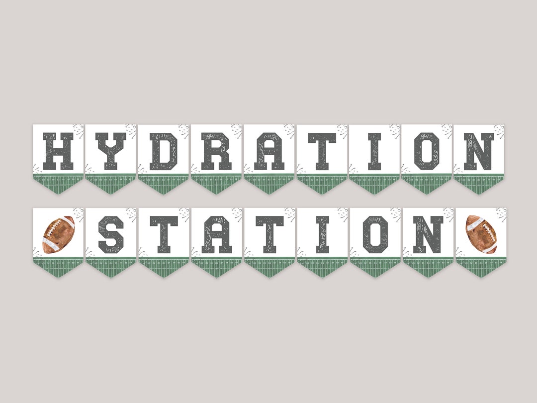 Hydration Station Banner Printable, Football Birthday Pennant Banner ...