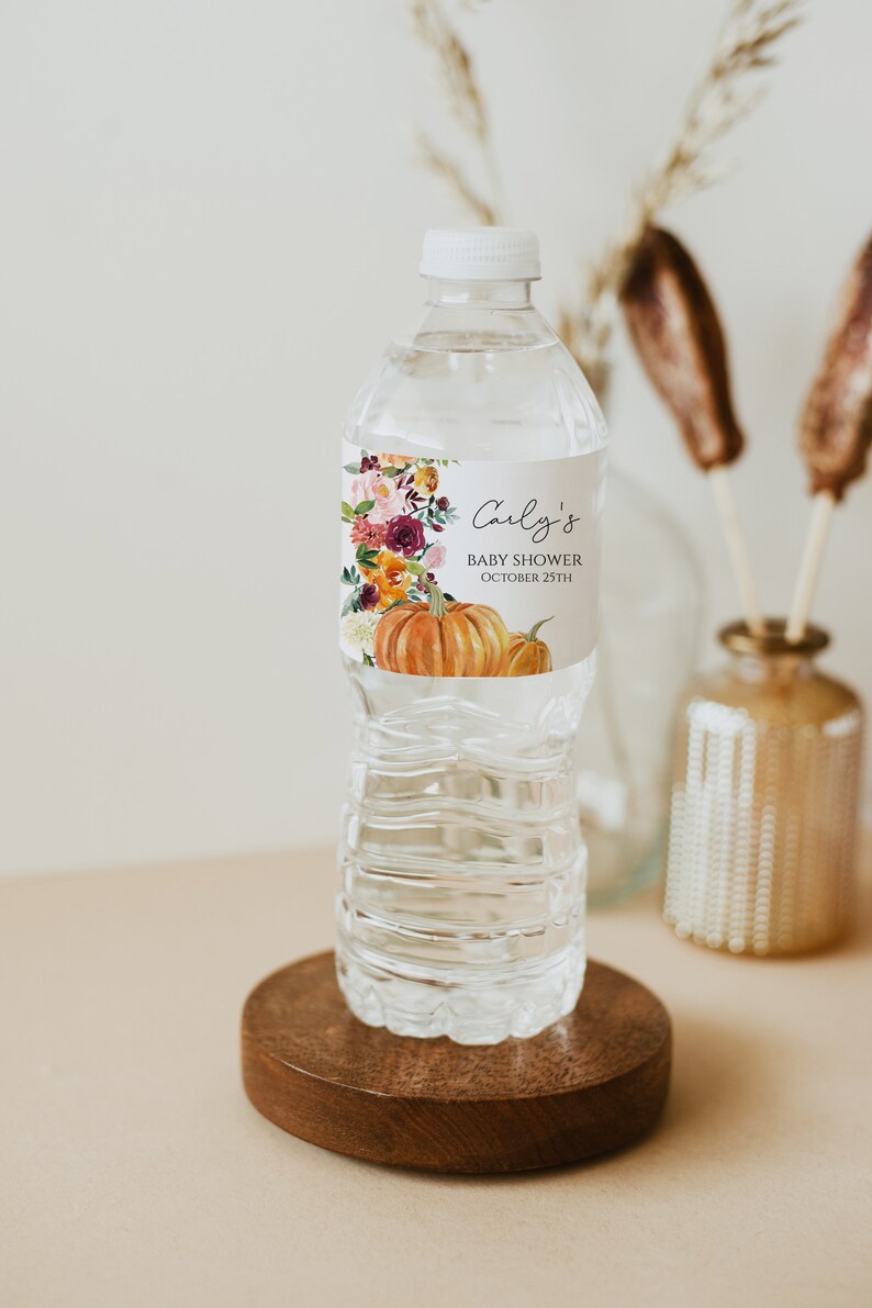 EDITABLE Water Bottle Label Template Fall Baby Shower Water - Etsy