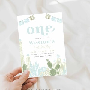 Editable Cactus Fiesta First Birthday Invitation Printable, Succulents ...