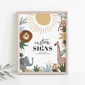 8x10 Custom Sign, Boho Safari Birthday Custom Signage, Bohemian Jungle ...