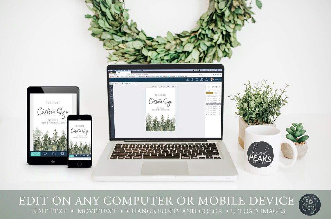 4x6 Custom Sign Template Rustic Pine Tree Sign Woodland - Etsy