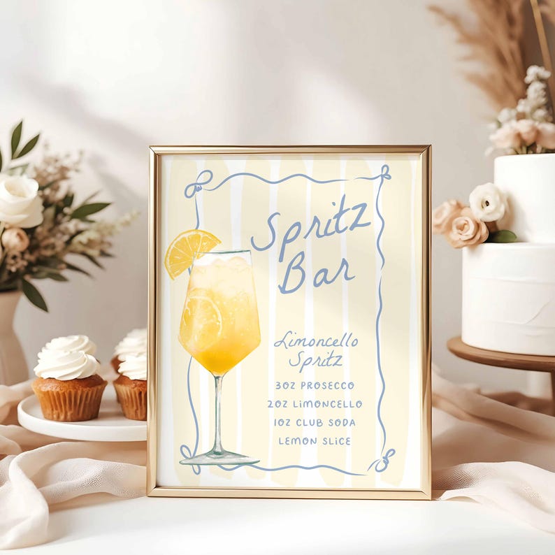 EDITABLE Limoncello Spritz Bar Sign, Spritz Signature Drink Wedding ...