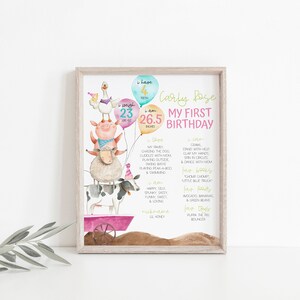 Farm Birthday Milestone Poster Template First Birthday Stat - Etsy