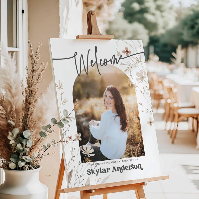 Wildflower Graduation Welcome Poster, Minimalistic Graduate Party ...