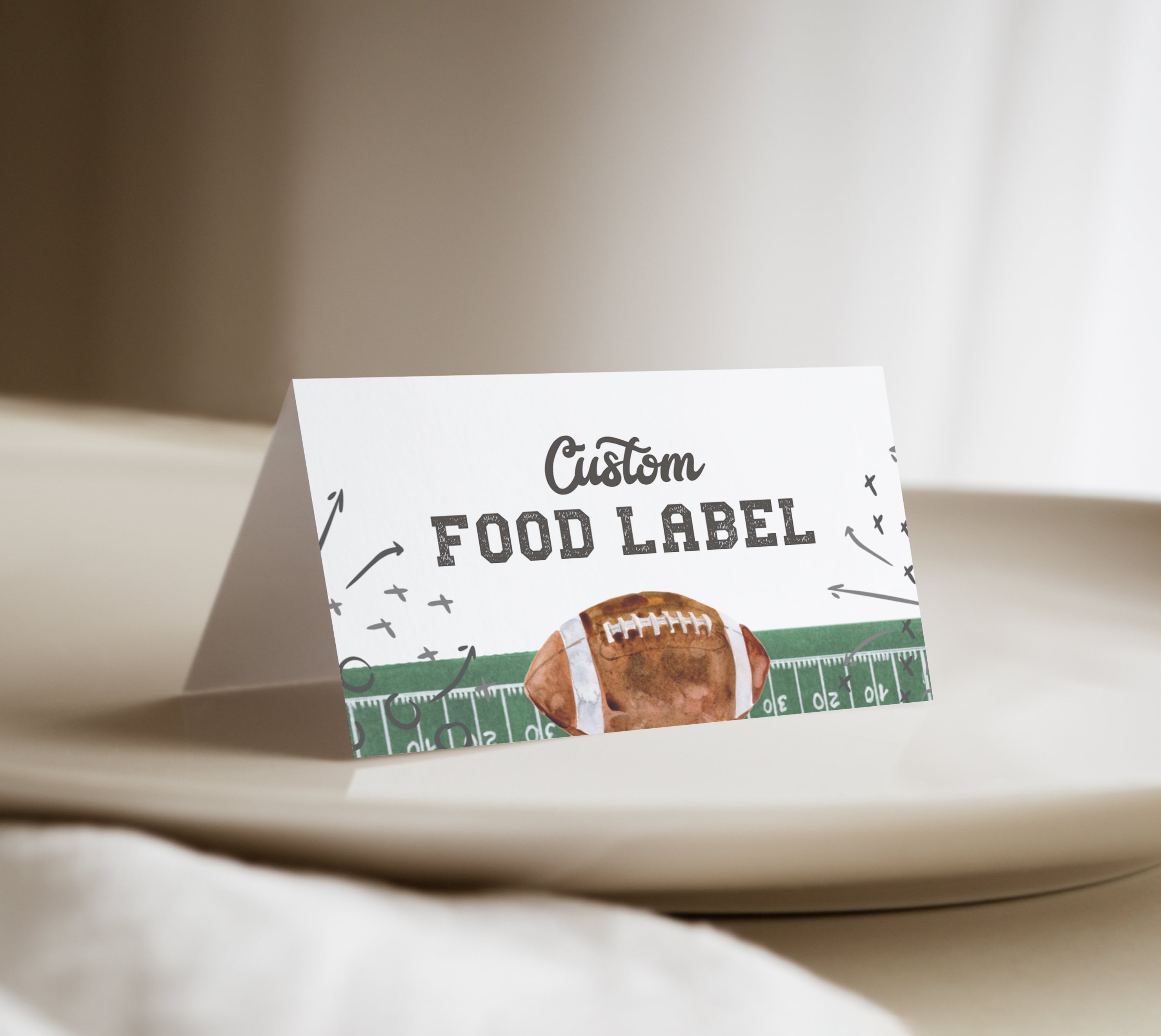 Editable Food Tent Template,flat Food Label Card,football Birthday ...