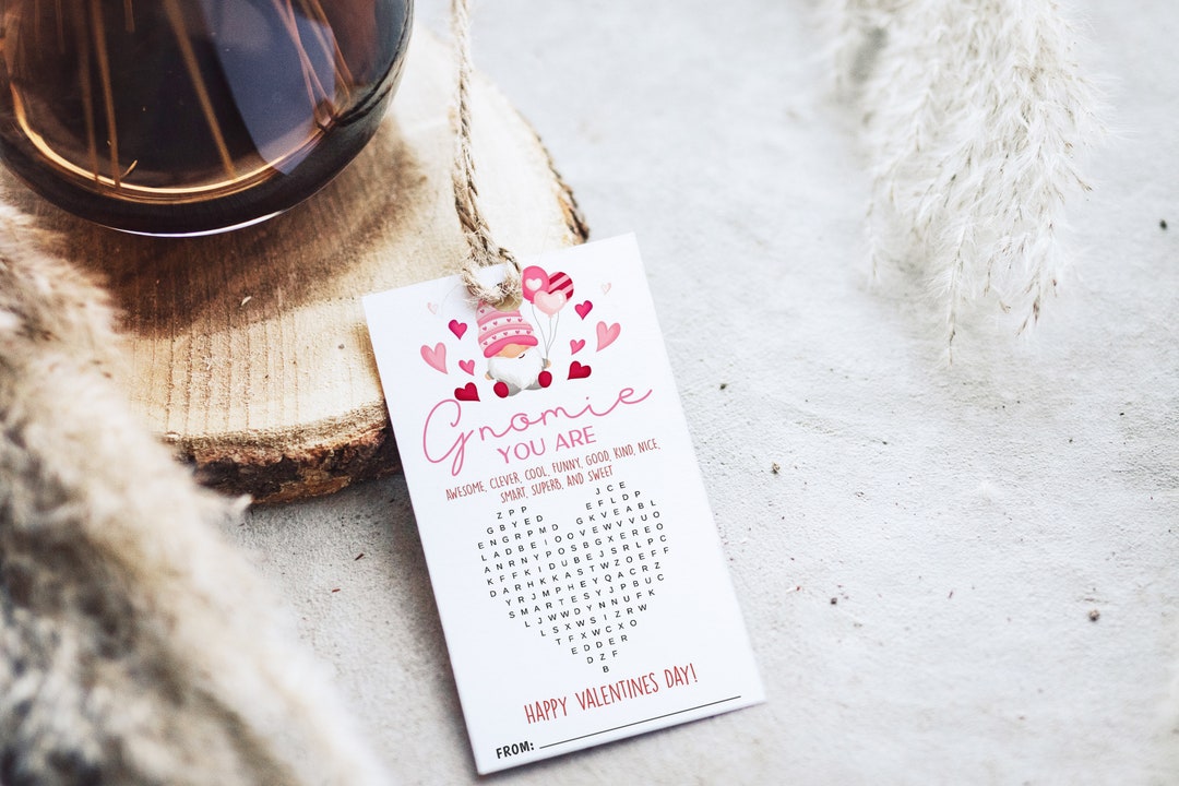 EDITABLE Word Search Valentine's Day Gift Tag,valentine Activity Tag ...