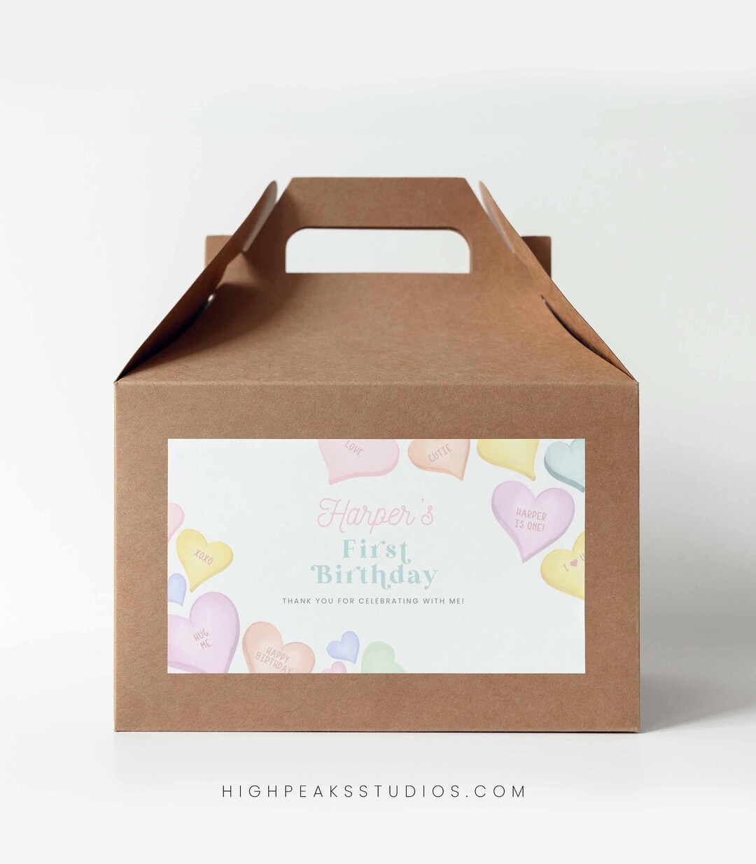 Sweetheart Birthday Gable Box Thank You Label Printable, Conversation ...