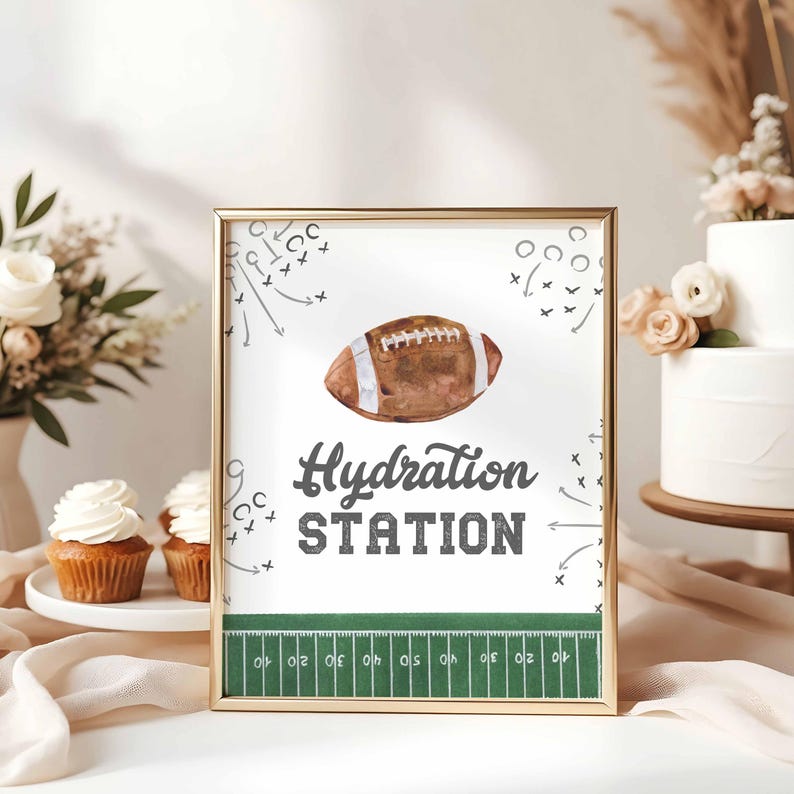 PRINTABLE Football Hydration Station Party Sign, Football Party Drink ...