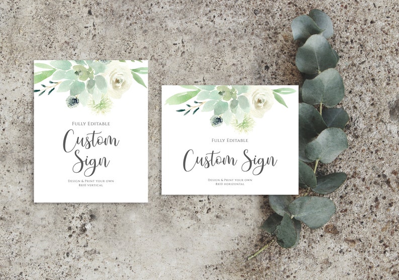 8x10 Custom Sign Editable Succulent Custom Sign Eucalyptus | Etsy