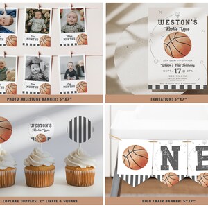 Basketball Printable First Birthday Invitation Bundle, All Star Set ...