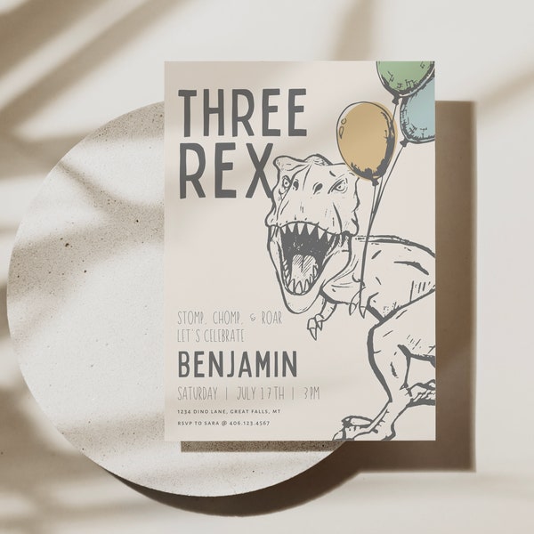 Three Rex Party - Etsy