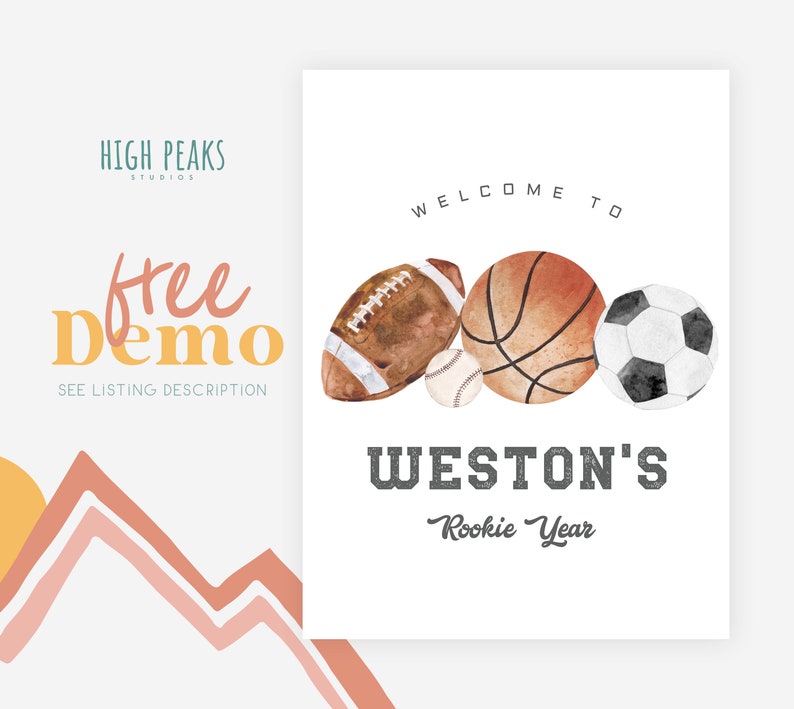 Sports Birthday Welcome Sign Printable Edit All Text to Use - Etsy