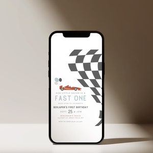 Fast One Race Car Birthday Invitation Printable, Fully Editable Canva ...