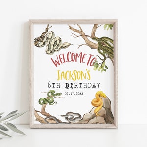 Snake Birthday Welcome Sign, Editable Snake Party Sign Decor,reptile ...