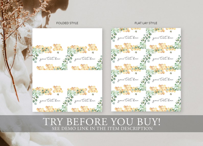 Bee Name Place Card Template Honeycomb Wedding Name Table - Etsy