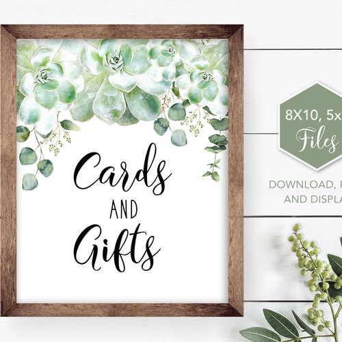 Cards and Gifts Succulent Sign Instant Download Baby Shower - Etsy
