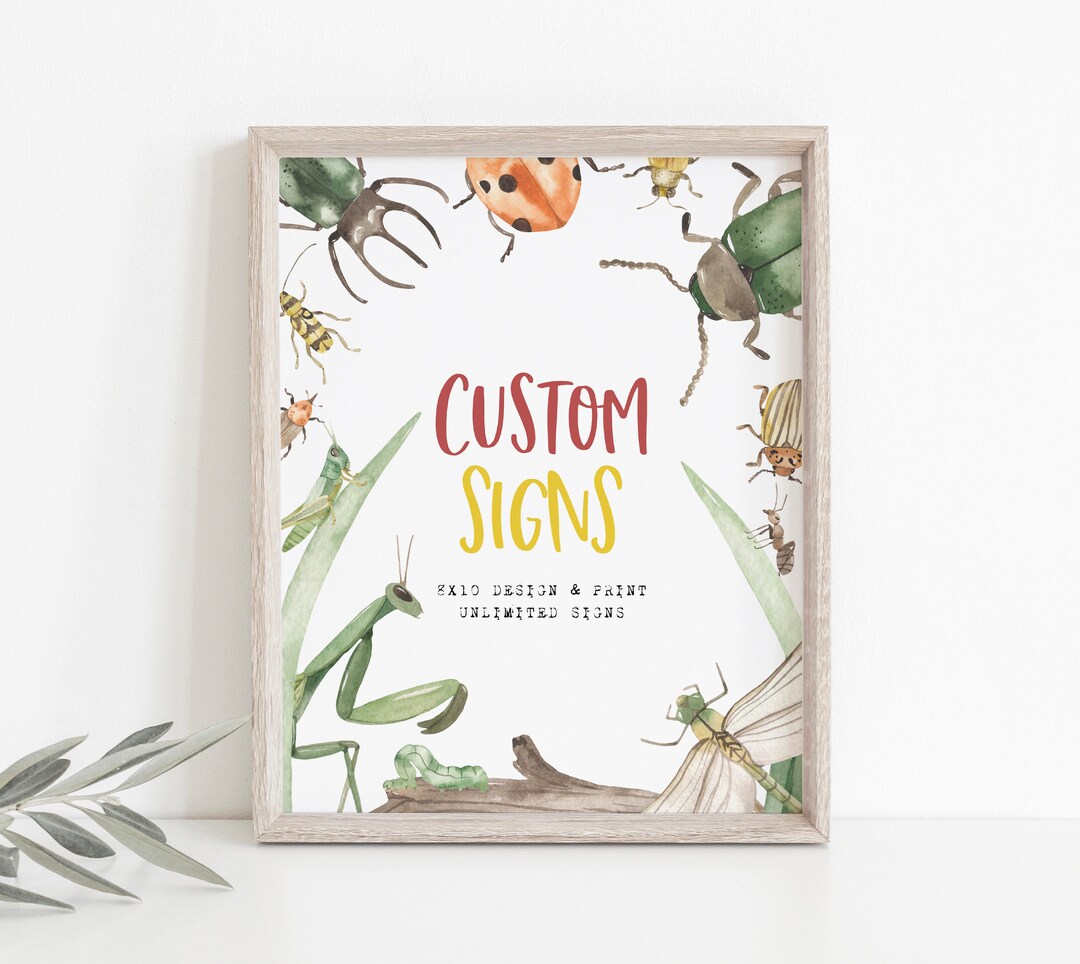 8x10 Custom Sign, Bug Theme Sign Template Buggin Out Birthday Boy ...