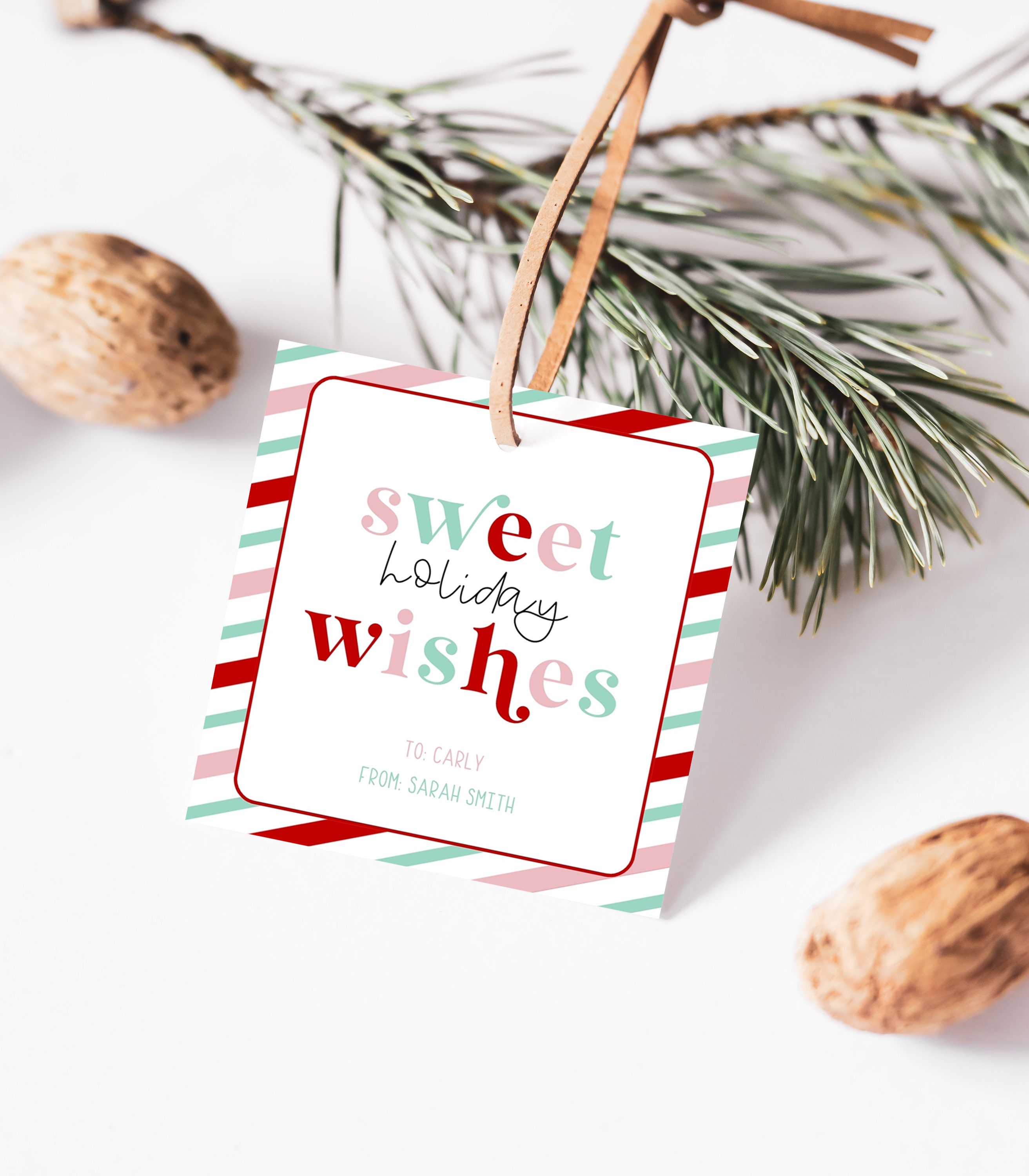 Printable Sweet Holiday Wishes Gift Tag, Christmas Treats Favor Bag Tag ...