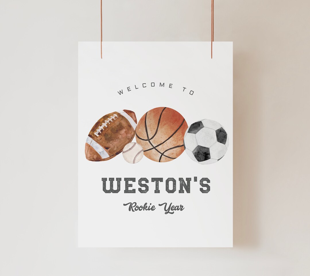 Sports Birthday Welcome Sign Printable, Edit All Text to Use for Any ...