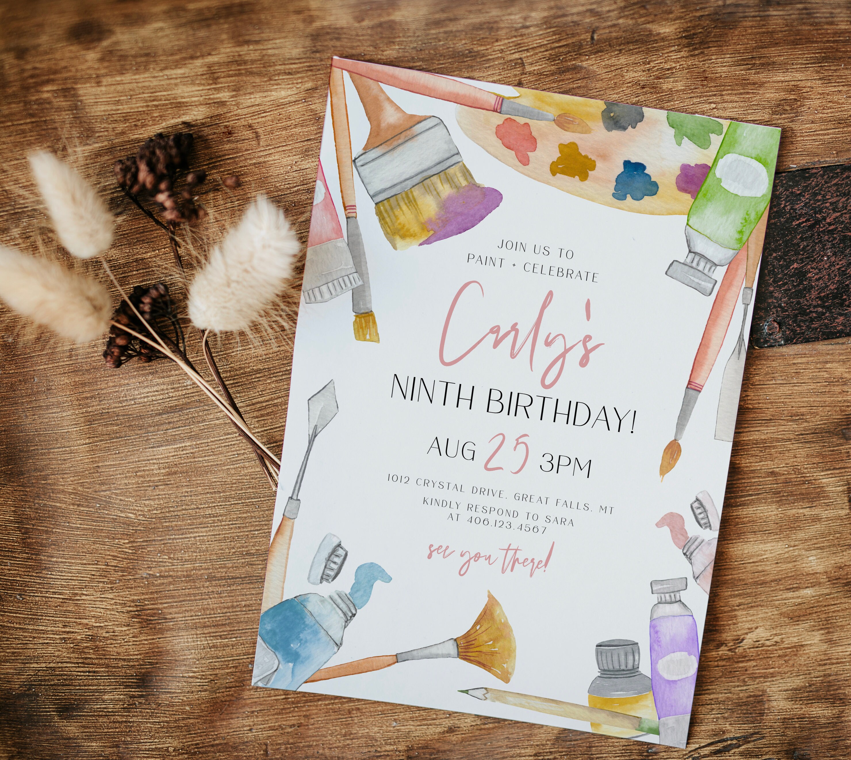 Painting Birthday Invitation Template Art Birthday Invite - Etsy