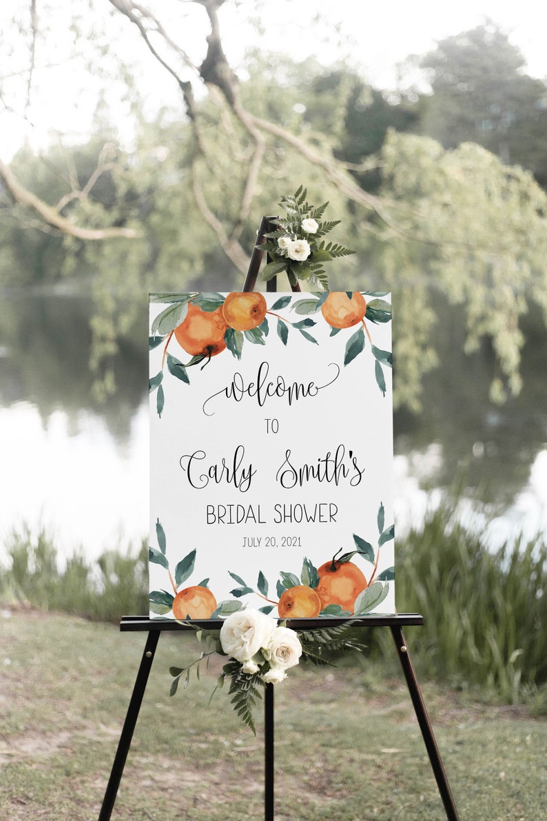 Citrus Bridal Shower Welcome Sign Template Mandarin Orange - Etsy