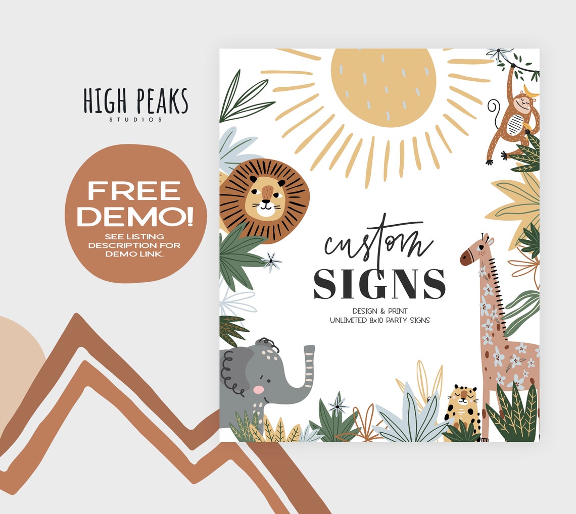 8x10 Custom Sign Boho Safari Birthday Custom Signage - Etsy