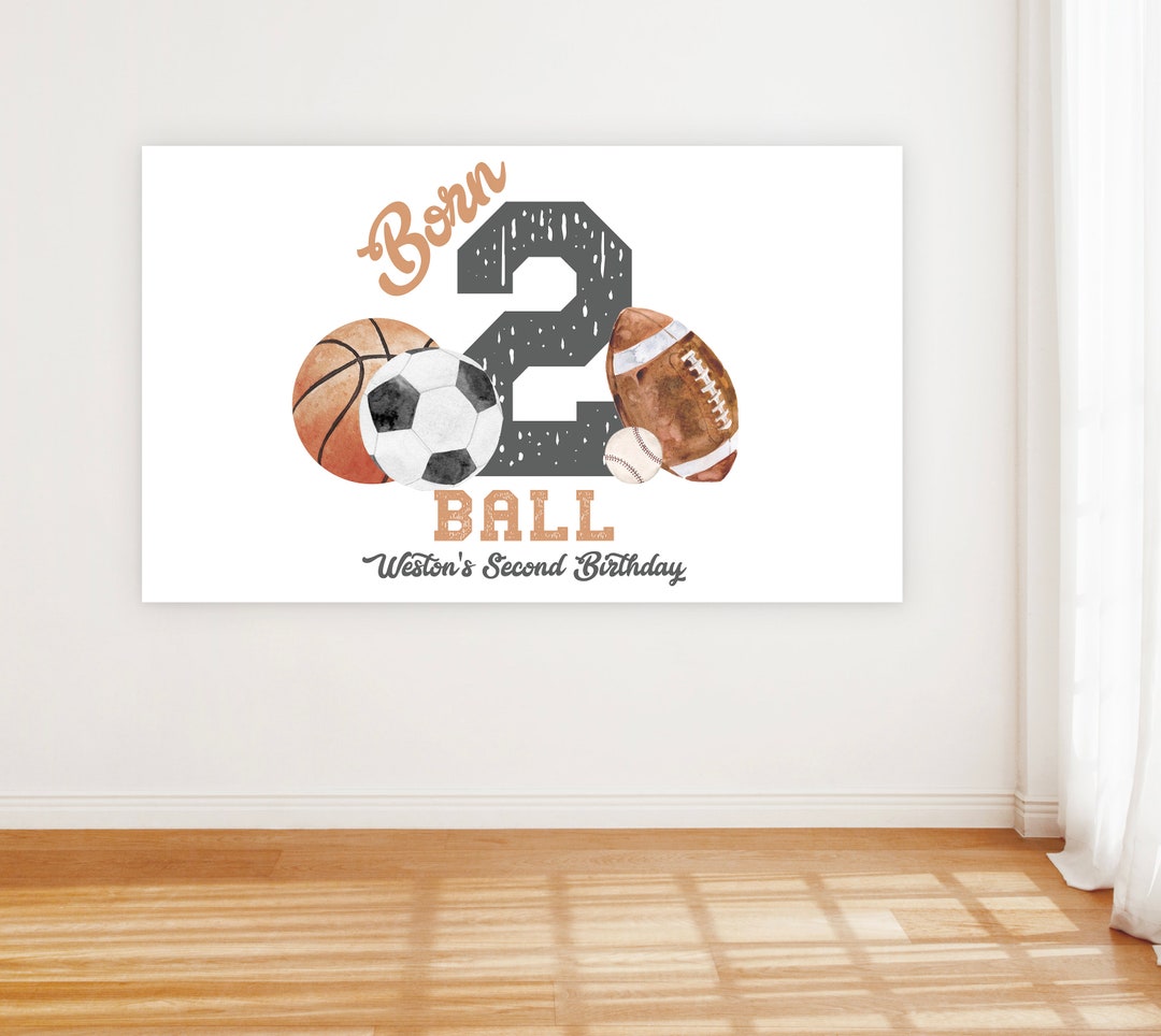 Editable Birthday Backdrop Banner Born TWO Ball Second - Etsy