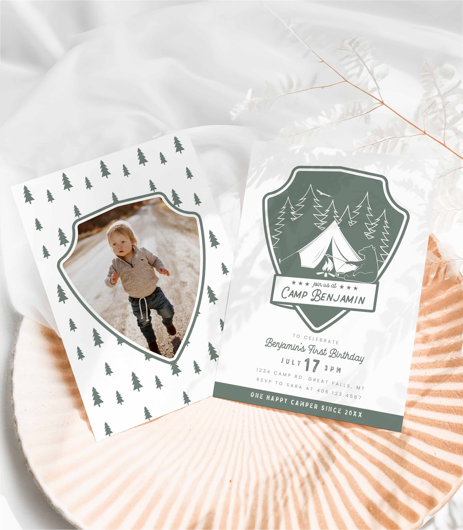 Editable Camping Birthday Invitation, Vintage Camp Theme for Summer ...