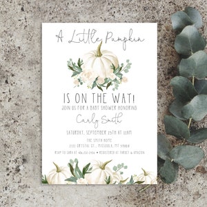 EDITABLE Pumpkin Baby Shower Invitation, A Little Pumpkin is on the Way ...