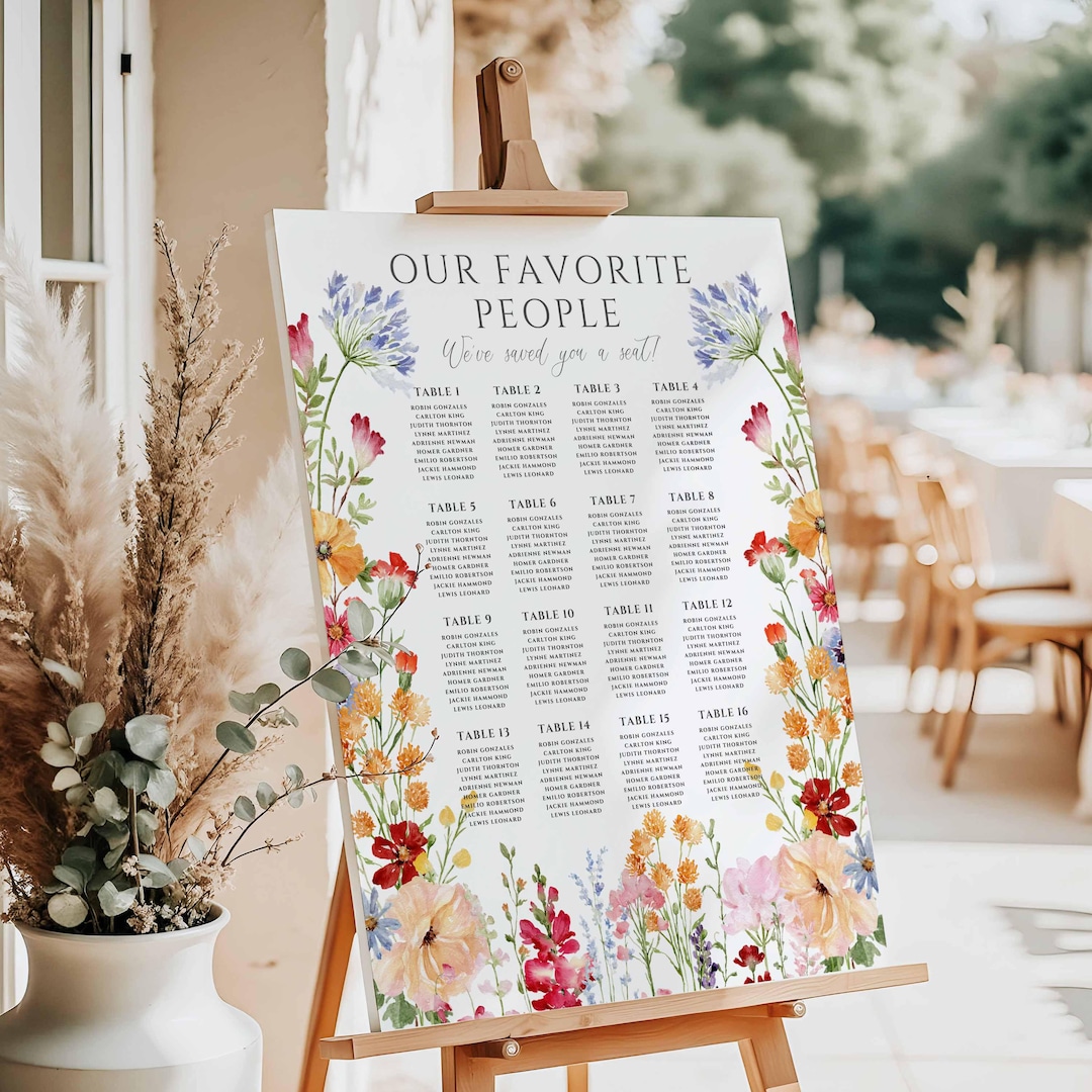 Wildflower Seating Chart Foam Board Signage, Love in Bloom Bridal and ...