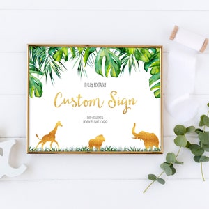8x10 Custom Safari Sign Template Editable Jungle Sign Gold - Etsy