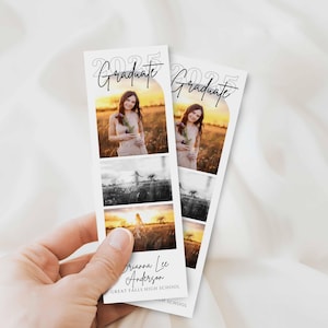Photo Strip Graduation Party Invitation Card Template, DIY Modern Arch ...
