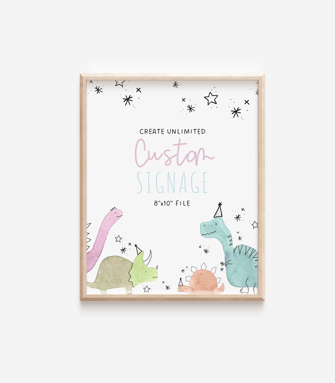 Quirky Dino 8x10 Custom Sign Printable, Colorful Dino Party, Create ...