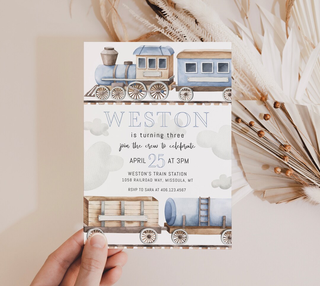Editable Train Birthday Invitation Transportation Birthday - Etsy