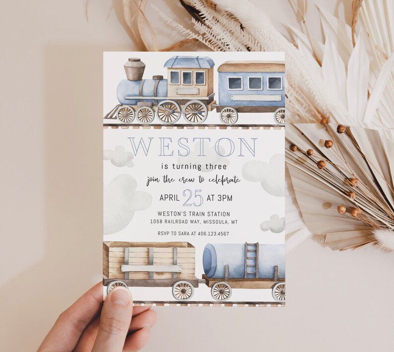 Editable Train Birthday Invitation Transportation Birthday | Etsy