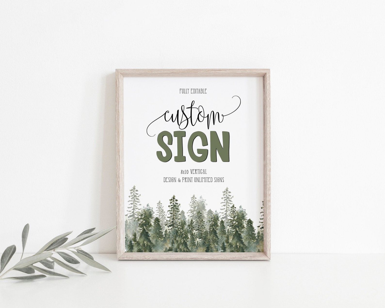 8x10 Custom Sign Template Rustic Pine Tree Sign Woodland - Etsy