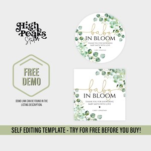 EDITABLE Thank You Favor Tag Template, Baby in Bloom Baby Shower ...