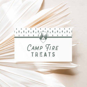 Editable Camping Party Food Label Printables, Camp Food Tents, Vintage ...