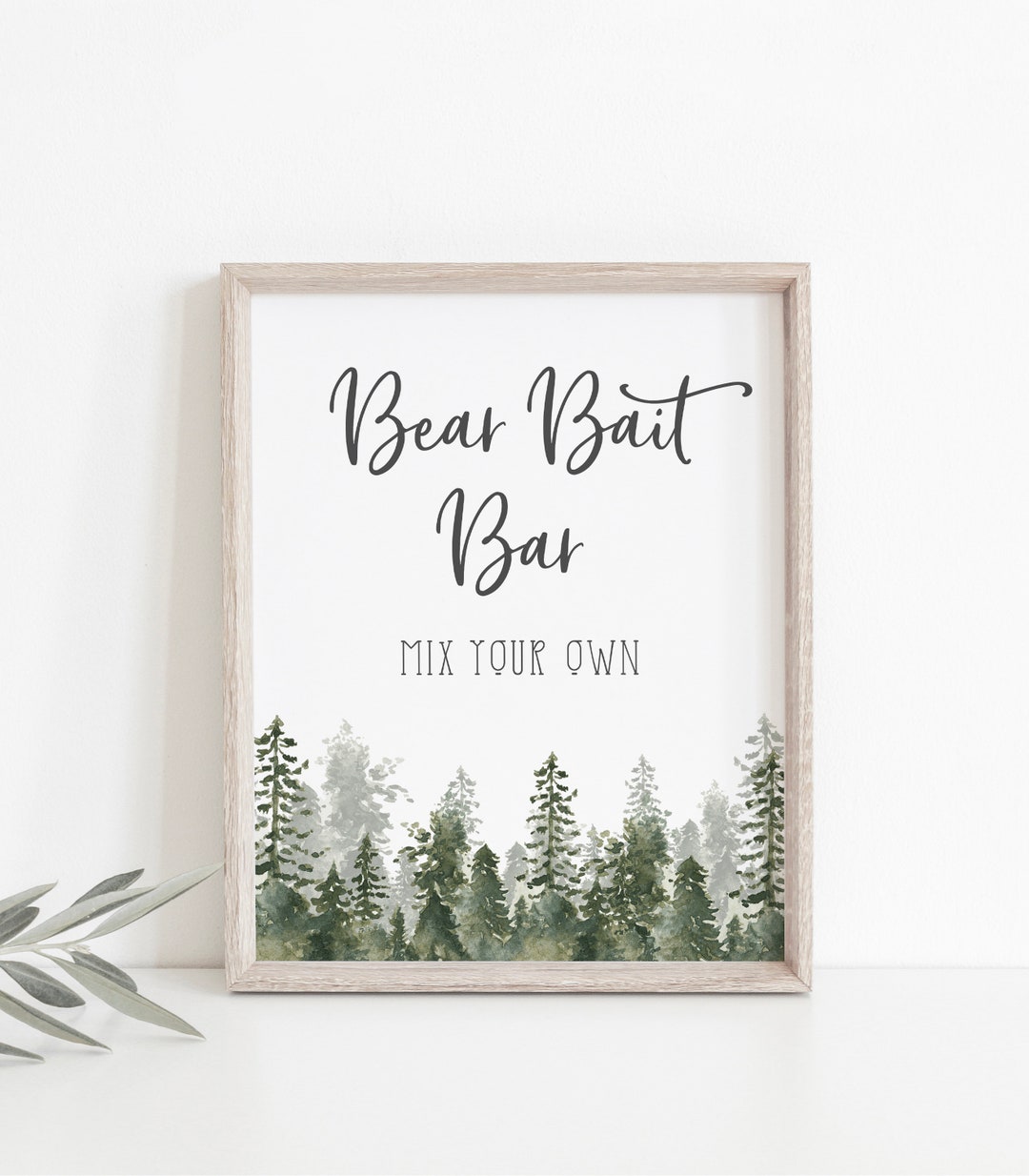 Bear Bait Bar Sign, Rustic Woodland Decor, Woodsy Greenery, Trail Mix ...